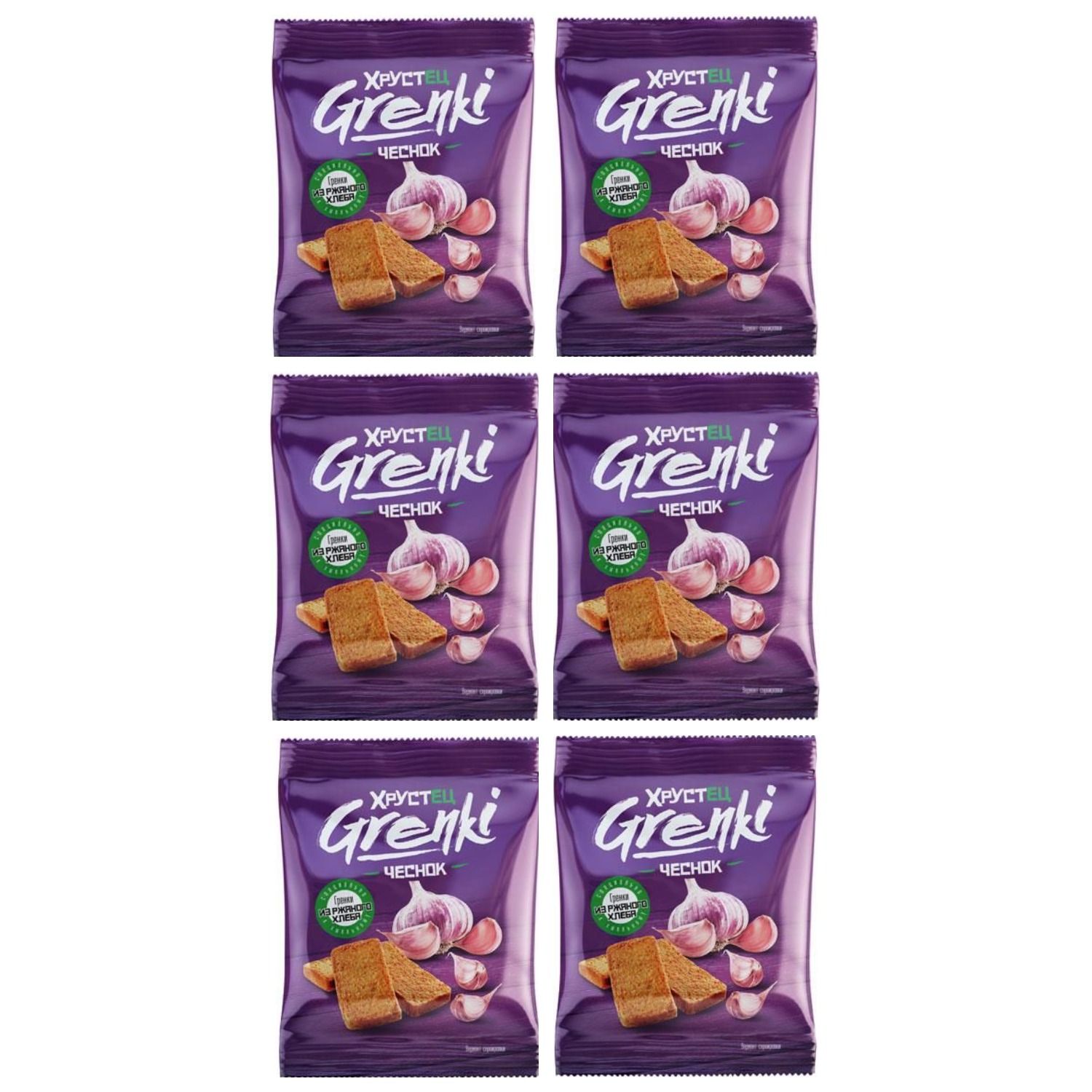 Крутец Гренки со вкусом чеснока, 80 г, 6 уп.
