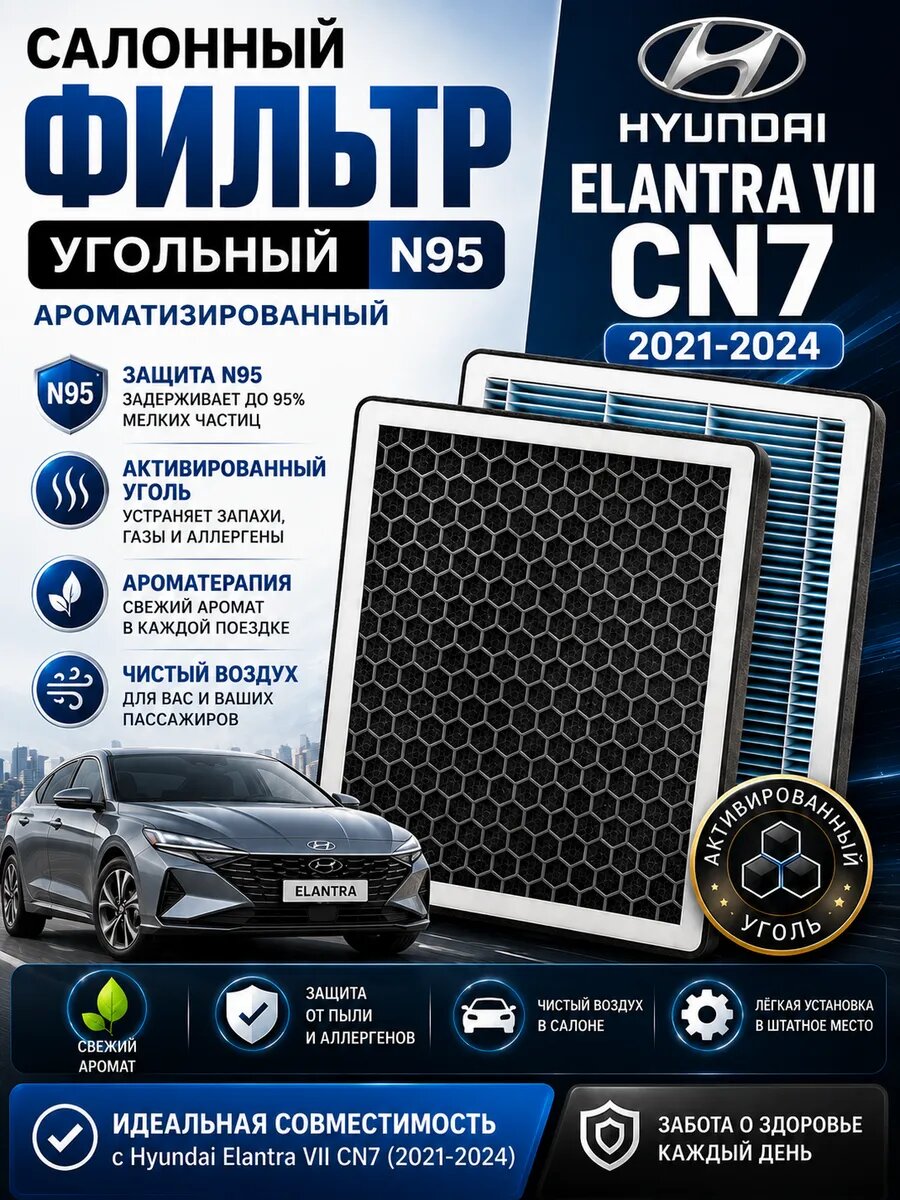 Фильтр салонный Hyundai Elantra VII CN7запаховука 2021-2024