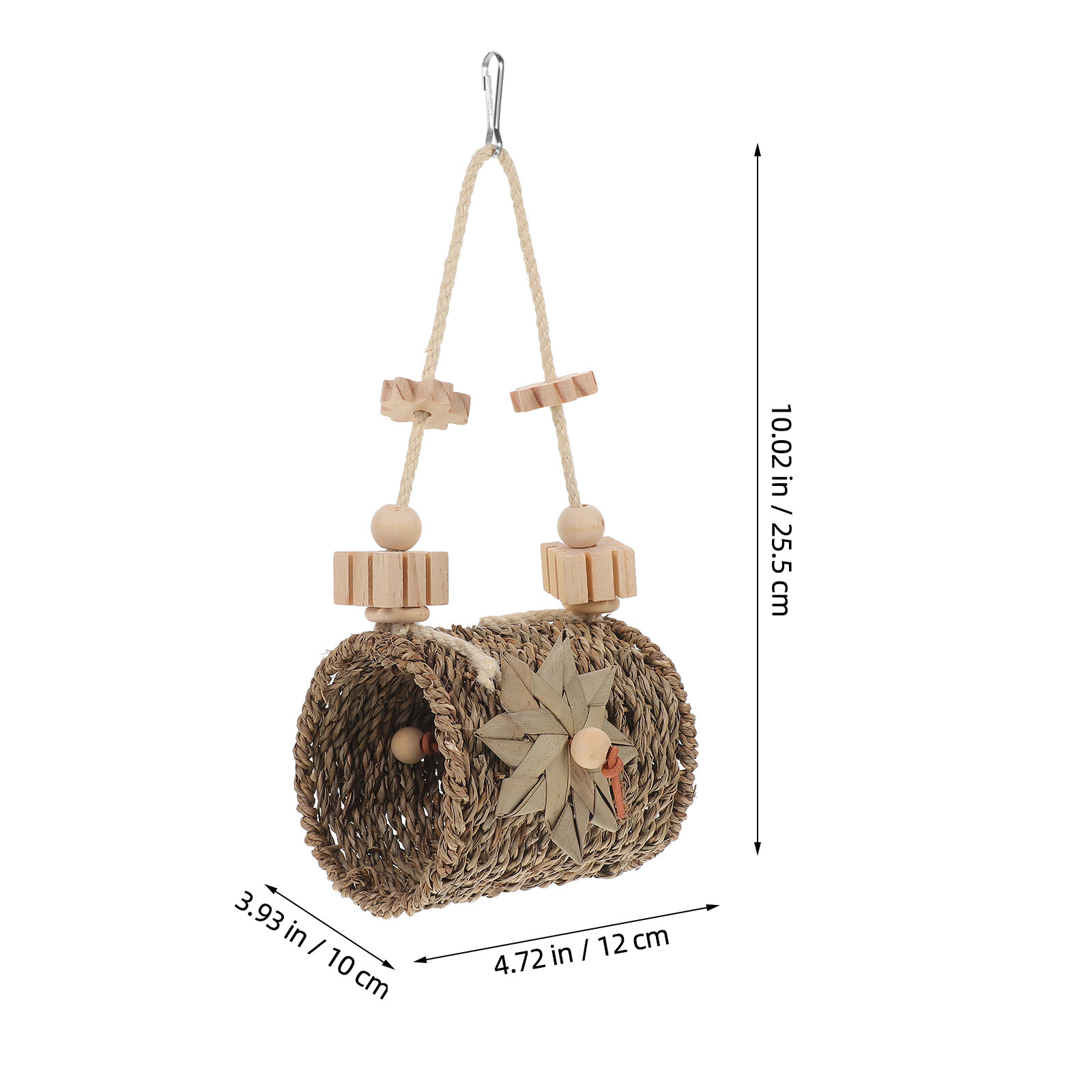 Игрушка Для Попугаев Из Ротанга И Дерева С Подвеской Красного Цвета 32.00X15.00X12.00Cm
