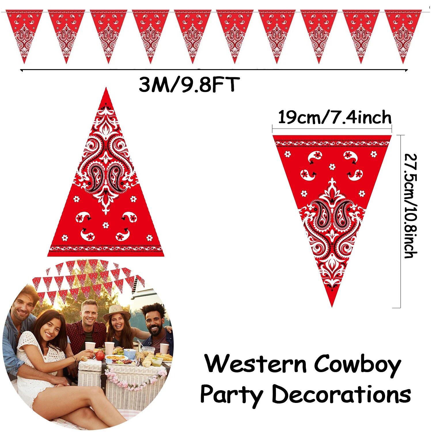 Баннер декорации для вечеринки в стиле вестерн Yee Haw 24PCS