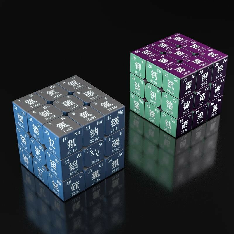 Химические элементы сплошной цвет 3x3 магический куб с отверстиями для обучения