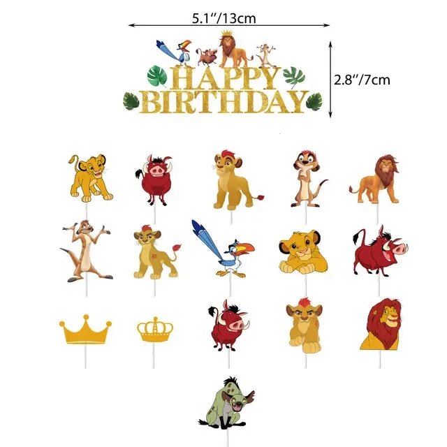 Набор декораций "Король Лев" для дня рождения cake topper 1set