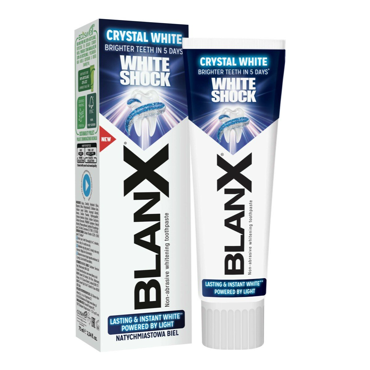 Blanx White Shock Instant White/Бланкс Вайт Шок зубная паста мгновенное отбеливание зубов, 75 мл