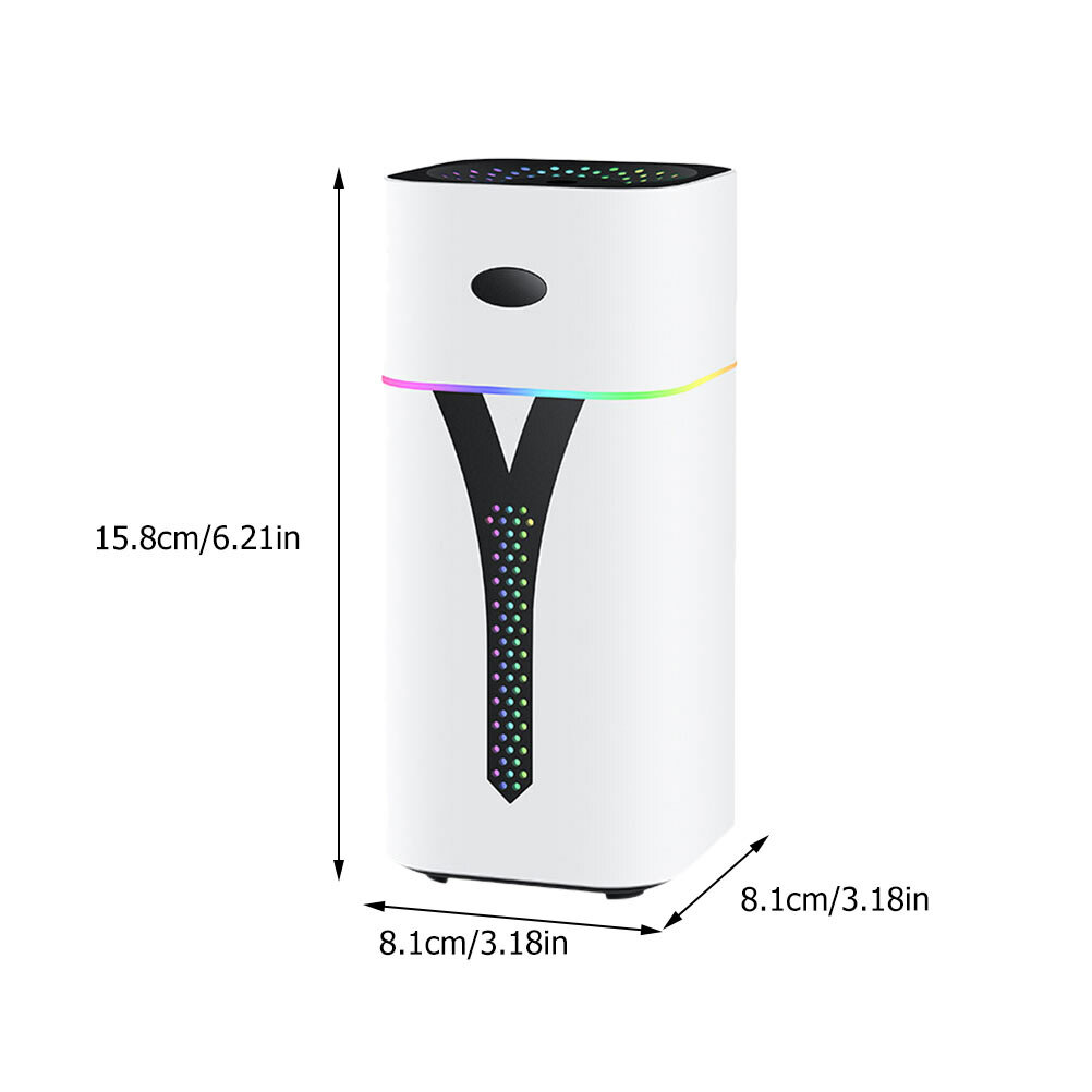 1PC Мини Квадратный USB Увлажнитель Воздуха для Дома и Офиса с Цветной Подсветкой Белый 15.8x8.1CM