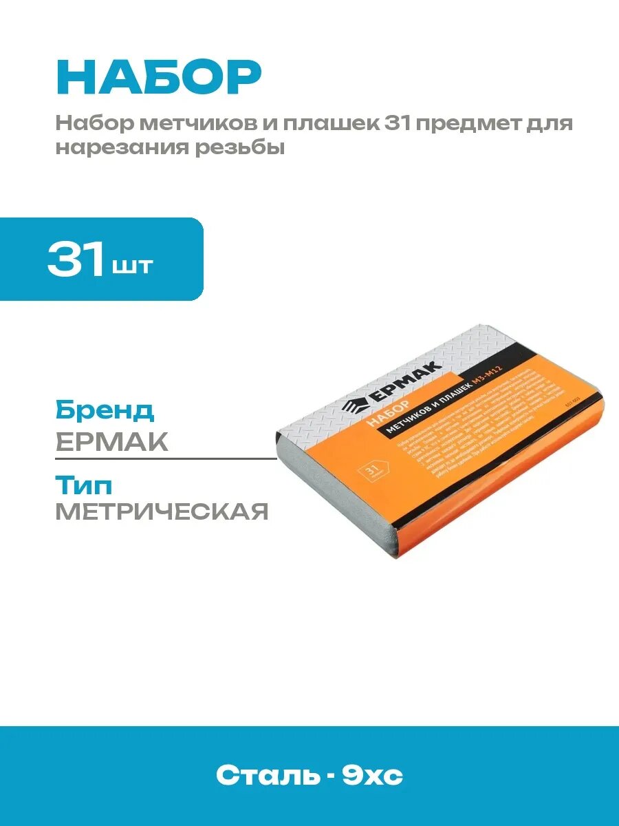 Комплект для нарезания резьбы 31 предмет в пластиковом кейсе