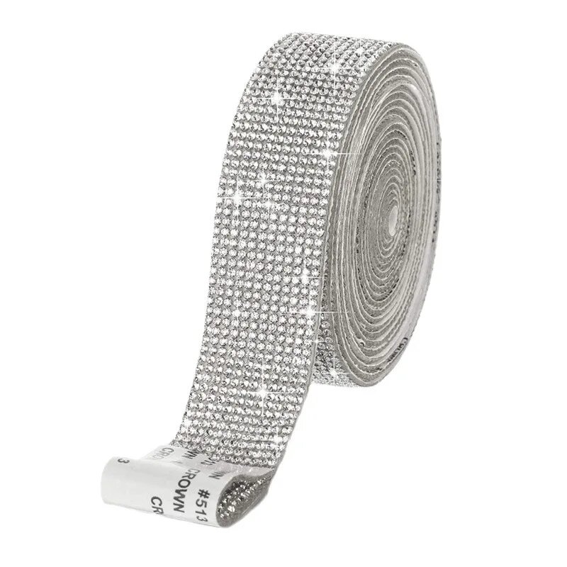 Самоклеящаяся лента со стразами 1 ярд 8rows width 1.8cm, Серый, white