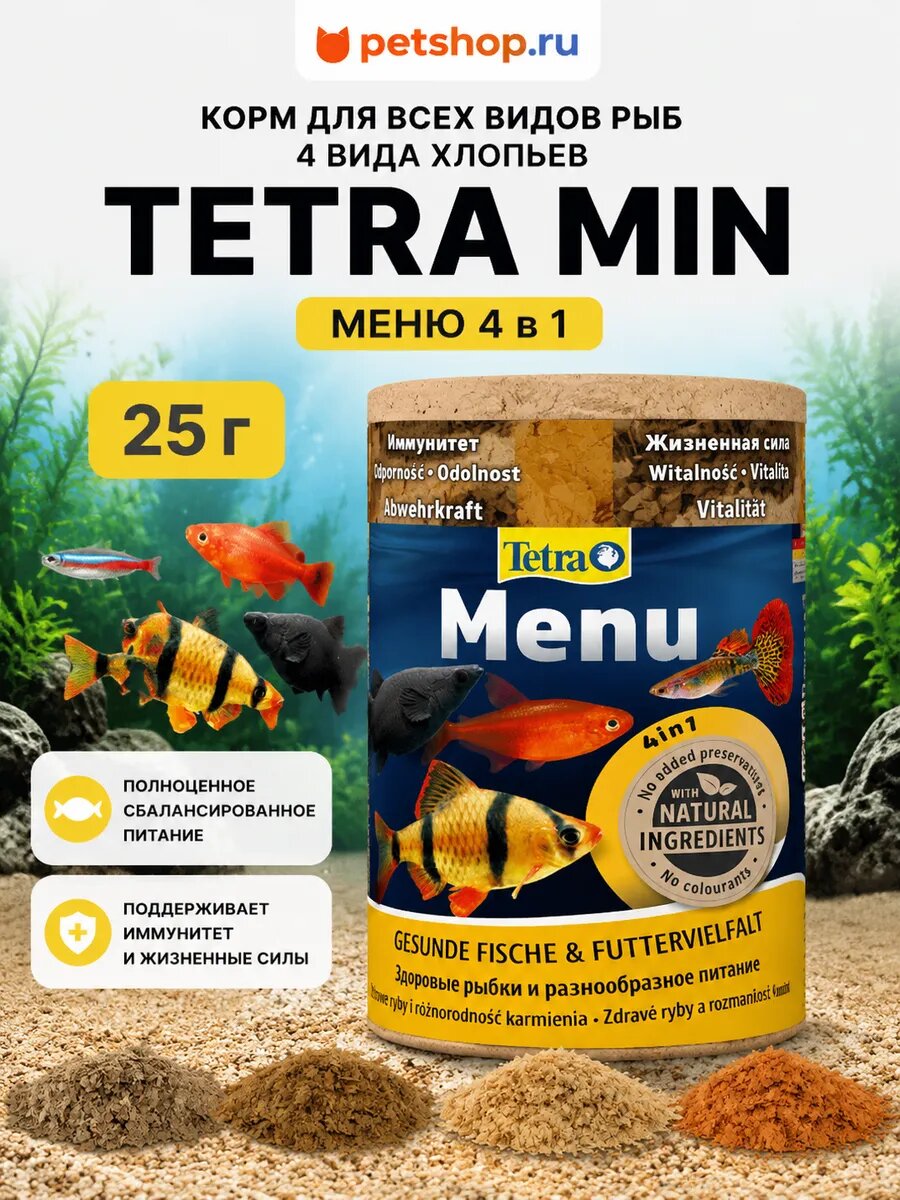 Tetra Корм для рыбок хлопья 4 в 1 25г