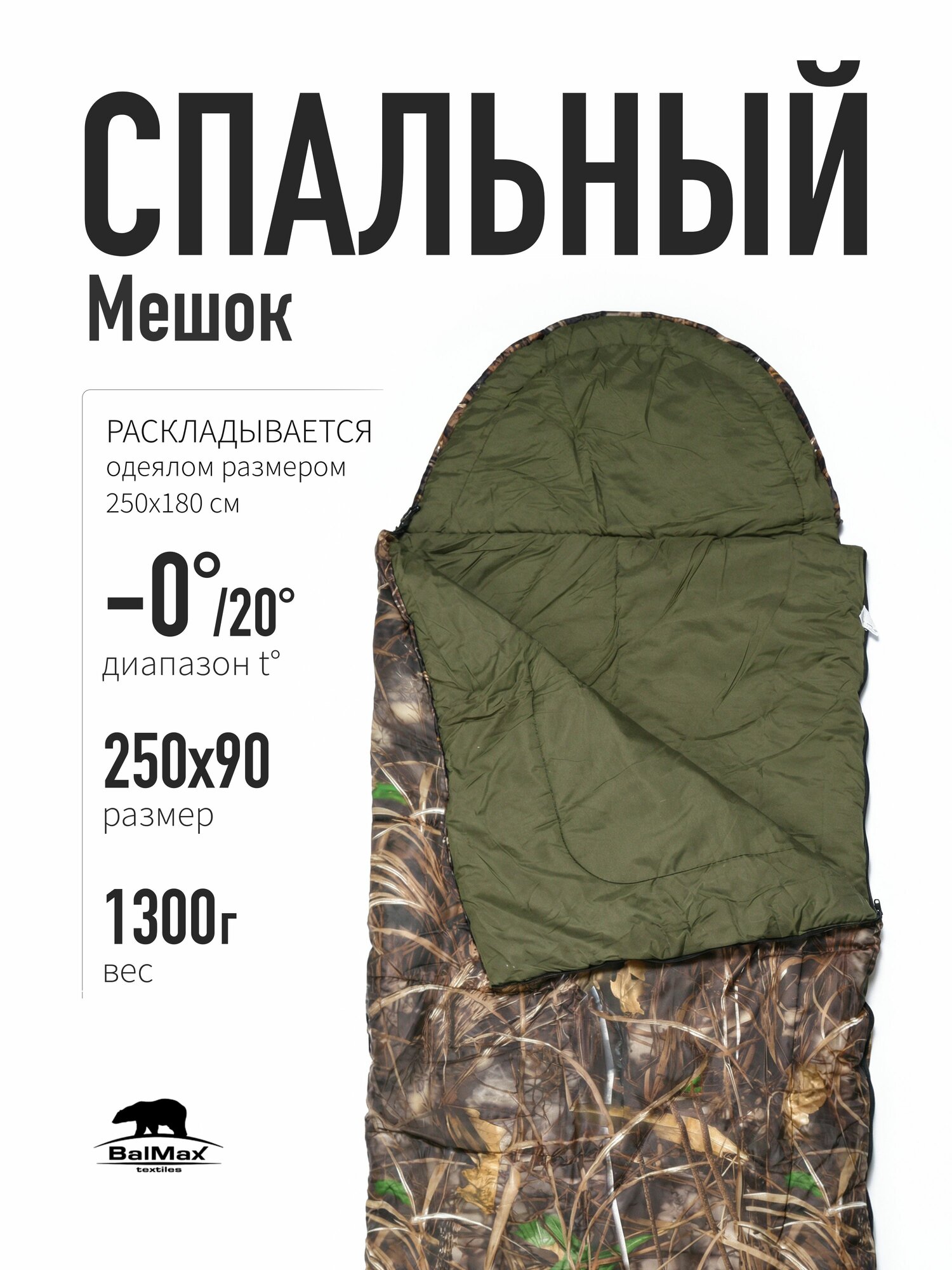 Спальный мешок /спальник c подголовником Balmax ALASKA camping до 0