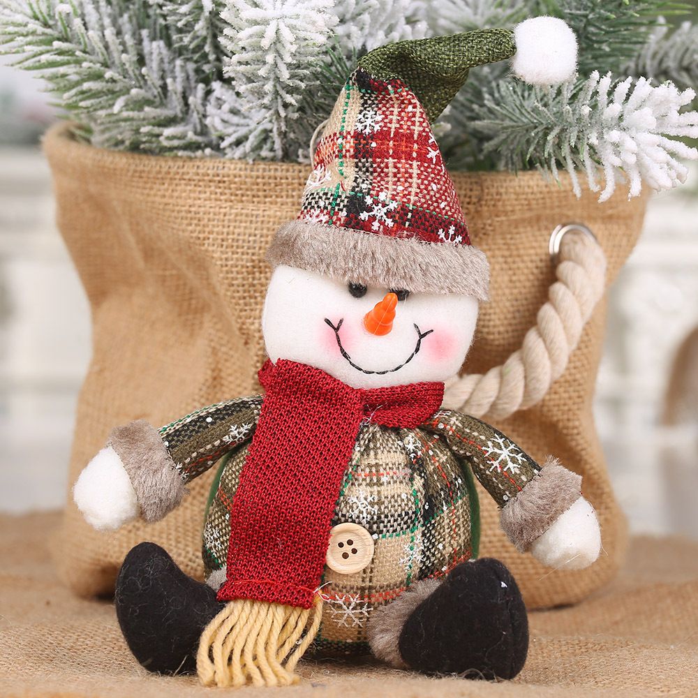 Игрушка под елку спеговик в шапке ушанке, высота 15 см, длина 27 см