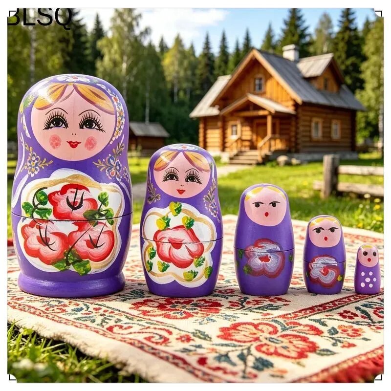 Матрешка из дерева 5 уровней, ручная роспись, народный стиль, игрушка для детей, сувенир