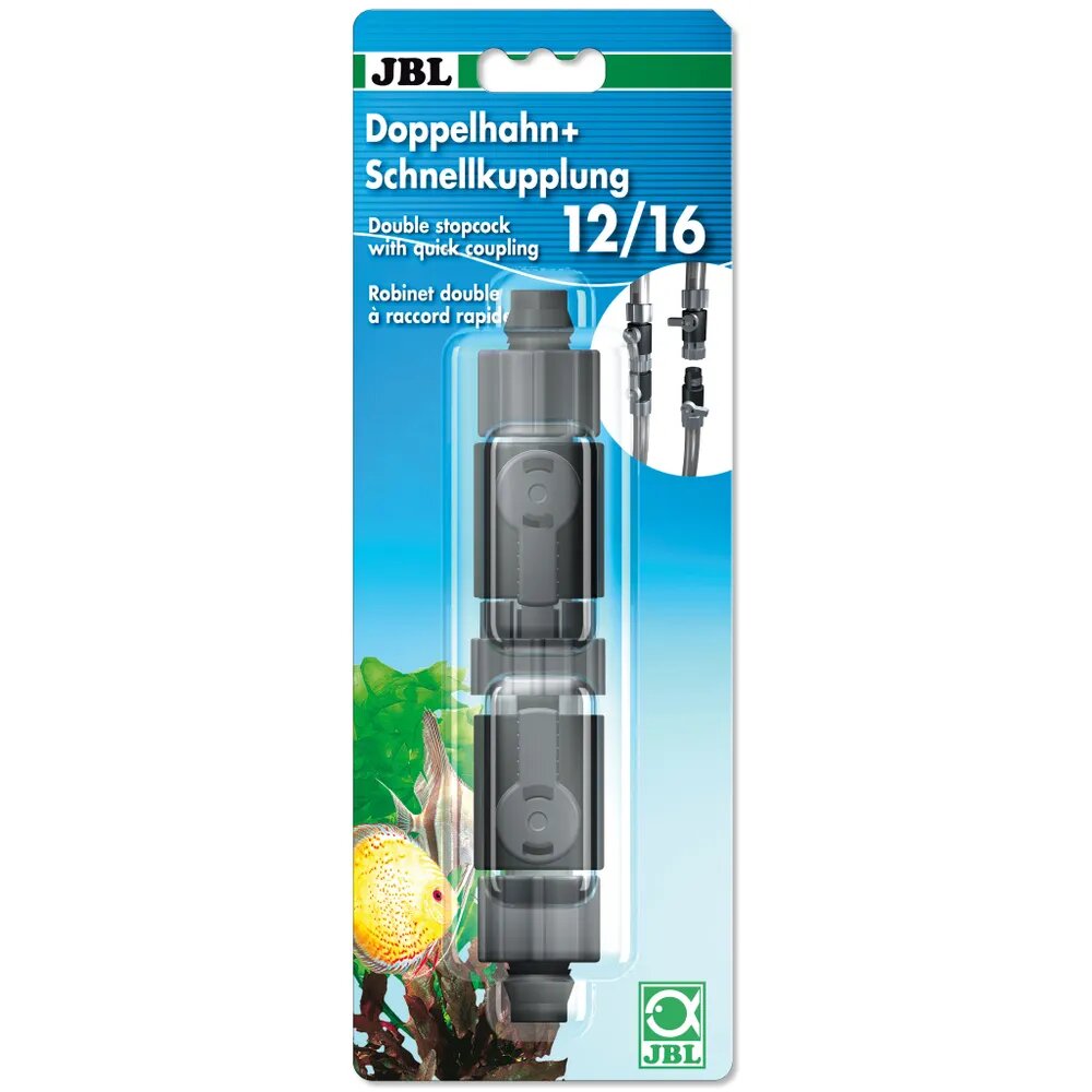 JBL double stopcock+quick coupling 12/16 Краны для подключения, отключения и перекрытия шлангов в аквариуме