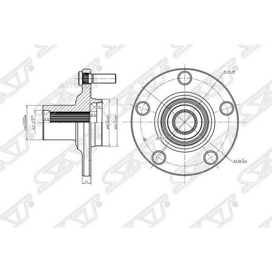 Ступица TOYOTA CAMRY/HARRIER/HIGHLANDER/KLUFER 01- перед. SAT ST4350228090