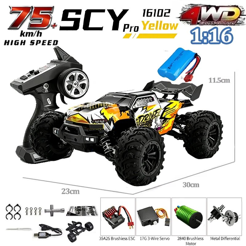 Радиоуправляемый внедорожник SCY 16102 PRO Yellow 4WD