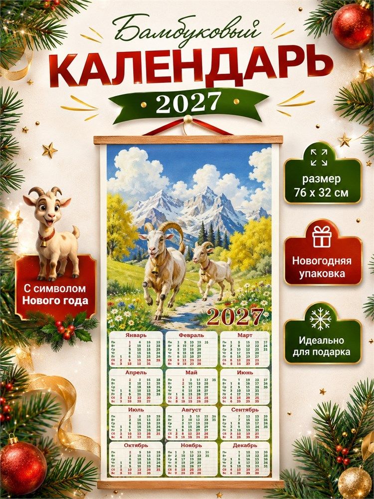 Календарь настенный 320*760мм 2027г. "Горный пейзаж с баранами" (1818-1)