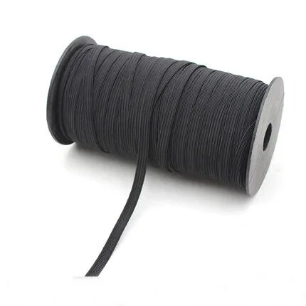 Эластичная лента золотистая нить 6 мм Черный, 2yard, black
