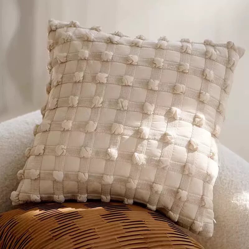 Каштановый чехол для подушки с точками 45x45 см, мягкая ткань, без наполнителя