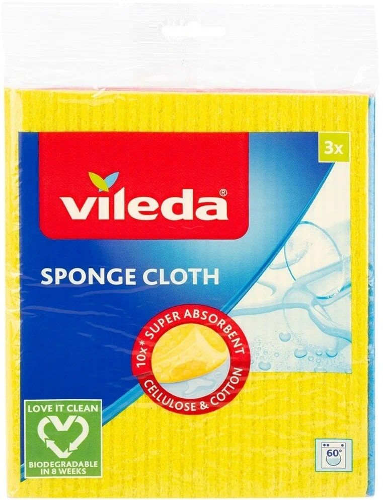 Vileda Губчатая салфетка Sponge Cloth, 3 шт.