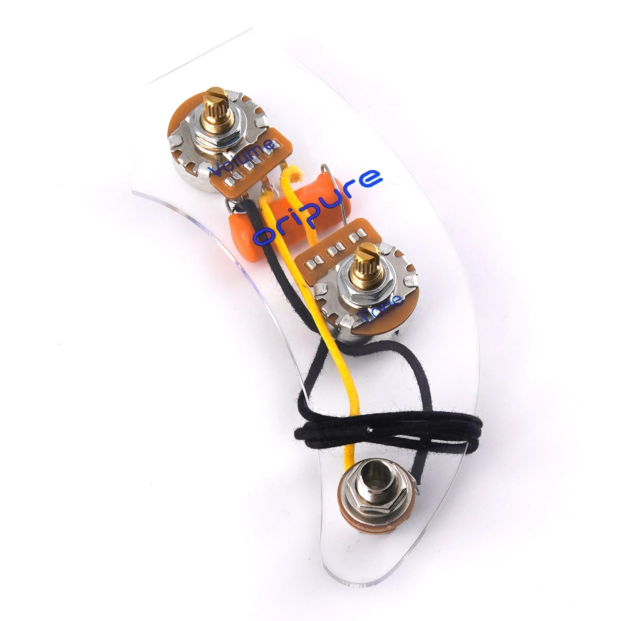 OriPure OVW-P1T1V PB Предварительно подключенный кабельный жгут с полностью латунным валом 500K, 18-шлицевый конденсатор SBE 104 для электробаса
