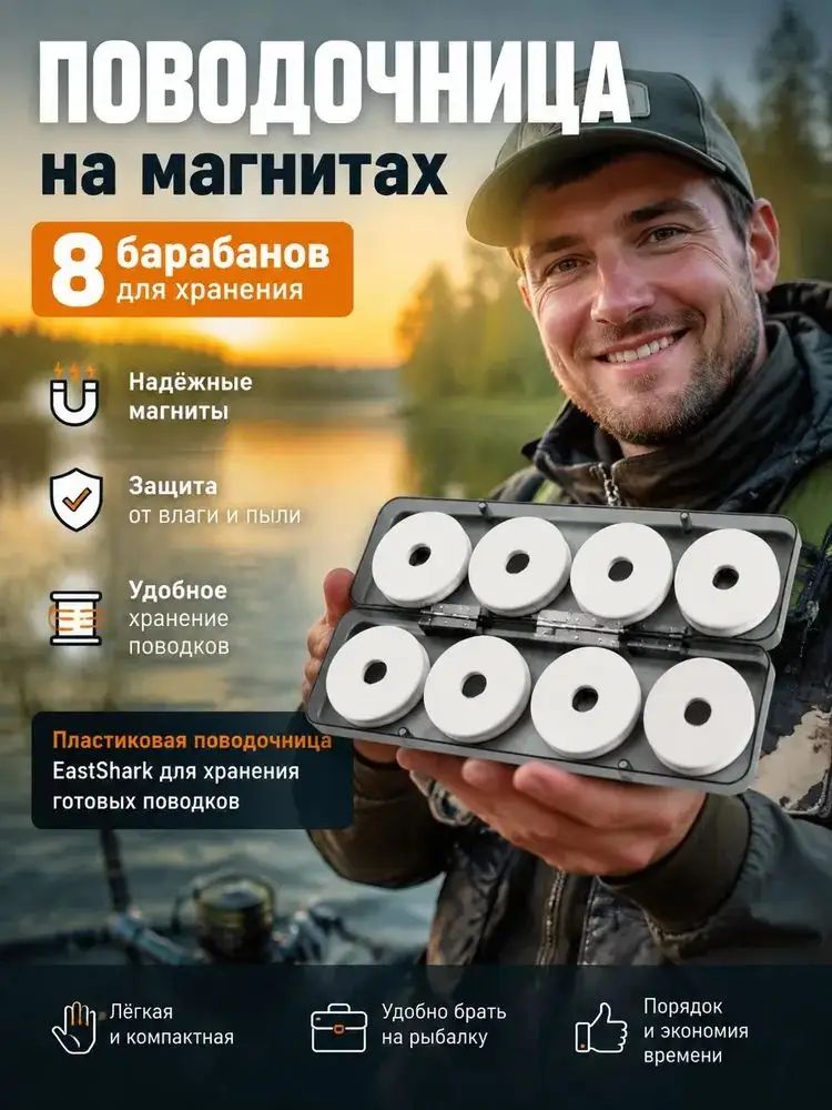 Поводочница для рыбалки, мотовило для поводков, 8 бобин