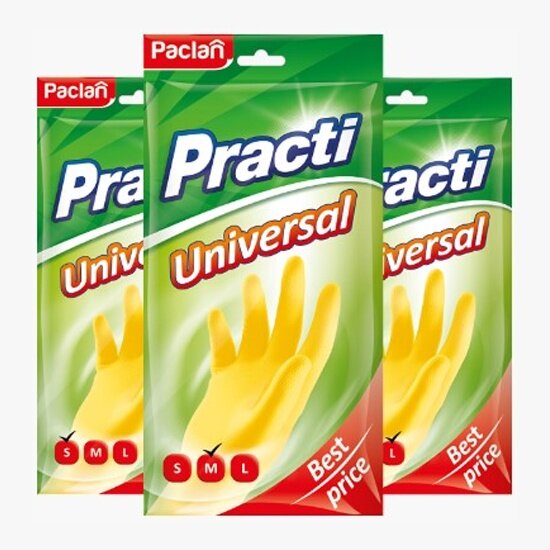 Перчатки резиновые Paclan Practi (латекс хлопковое напыление р-р L)