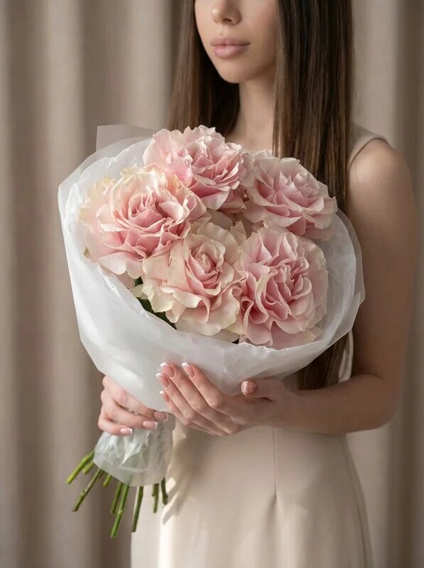 Букет французских роз «Французский поцелуй» — Букет «Французский поцелуй» из роз пинк мондиаль