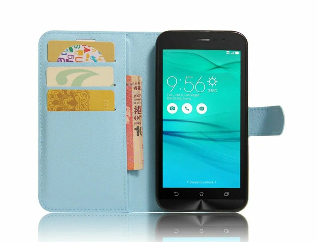 Чехол-книжка MyPads для Asus Zenfone Go ZB500KL/ZB500KG 5.0 с мульти-подставкой застёжкой и визитницей бирюзовый