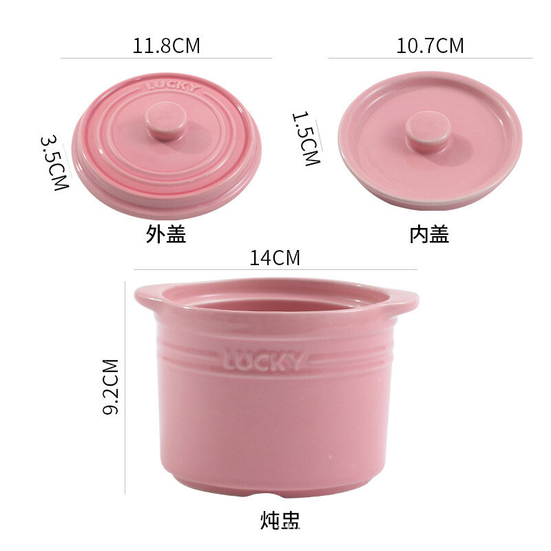 Керамическая кастрюля с крышкой, суповая кастрюля, глиняный горшок, бытовая пароварка, маленькая кастрюля для тушения, суповая кастрюля, водонепроницаемая кастрюля для тушения, набор из трех предметов.