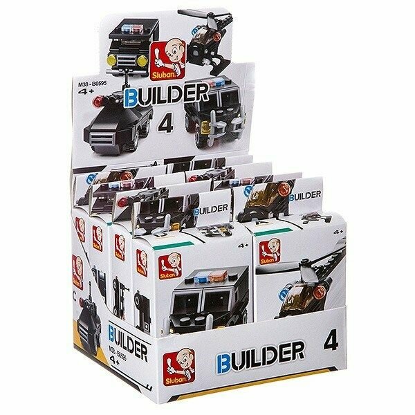 Конструктор SLUBAN 168 деталей "BUILDER. Полицейская техника, 4 вида" 4 шт (M38-B0595A/B/C/D)