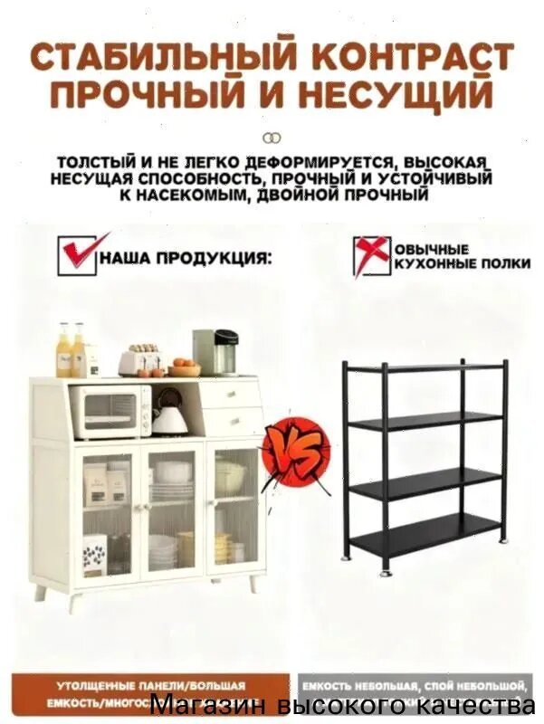 Белый буфет 68.1х32.1х95.1 см в стиле минимализм с двумя дверями — фото 1