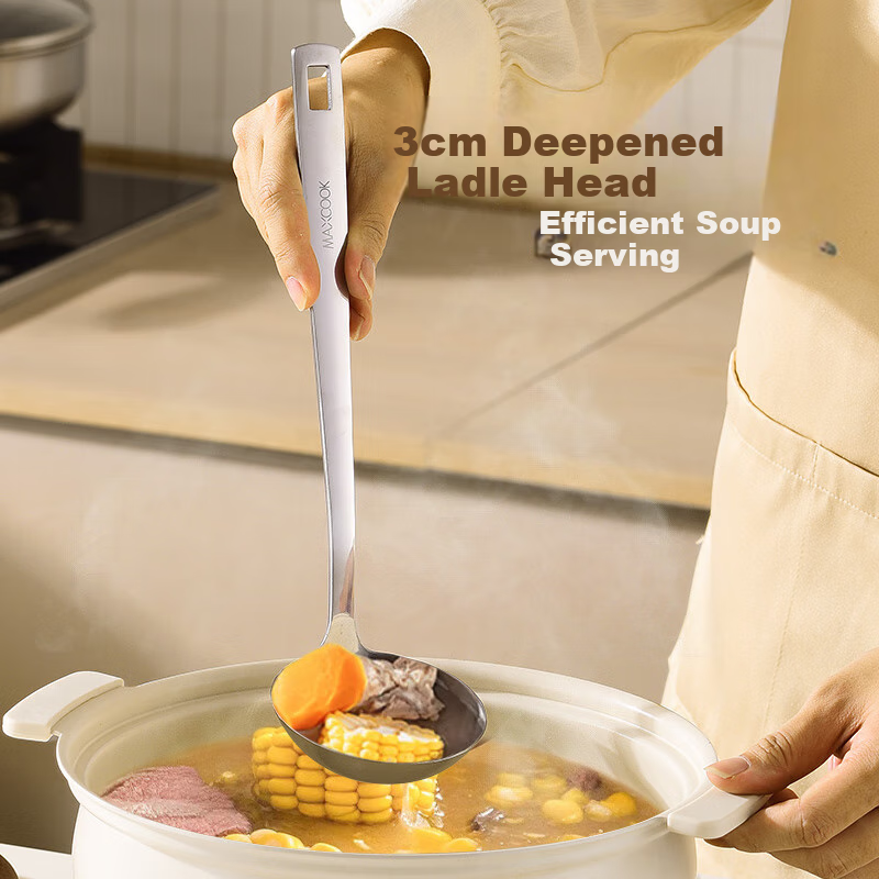 MAXCOOK Стальной ложка для супа с длинной ручкой для приготовления каш Цвет：Ложка для супа