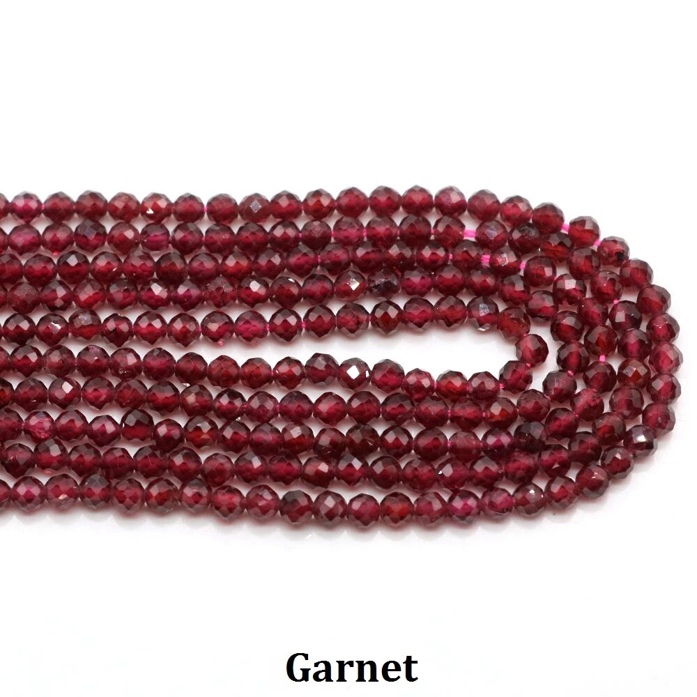 2 3 мм натуральный граненый аметист гранат турмалин драгоценный камень бусины круглые минеральные бусины для изготовления ювелирных изделий DIY аксессуары для браслетов