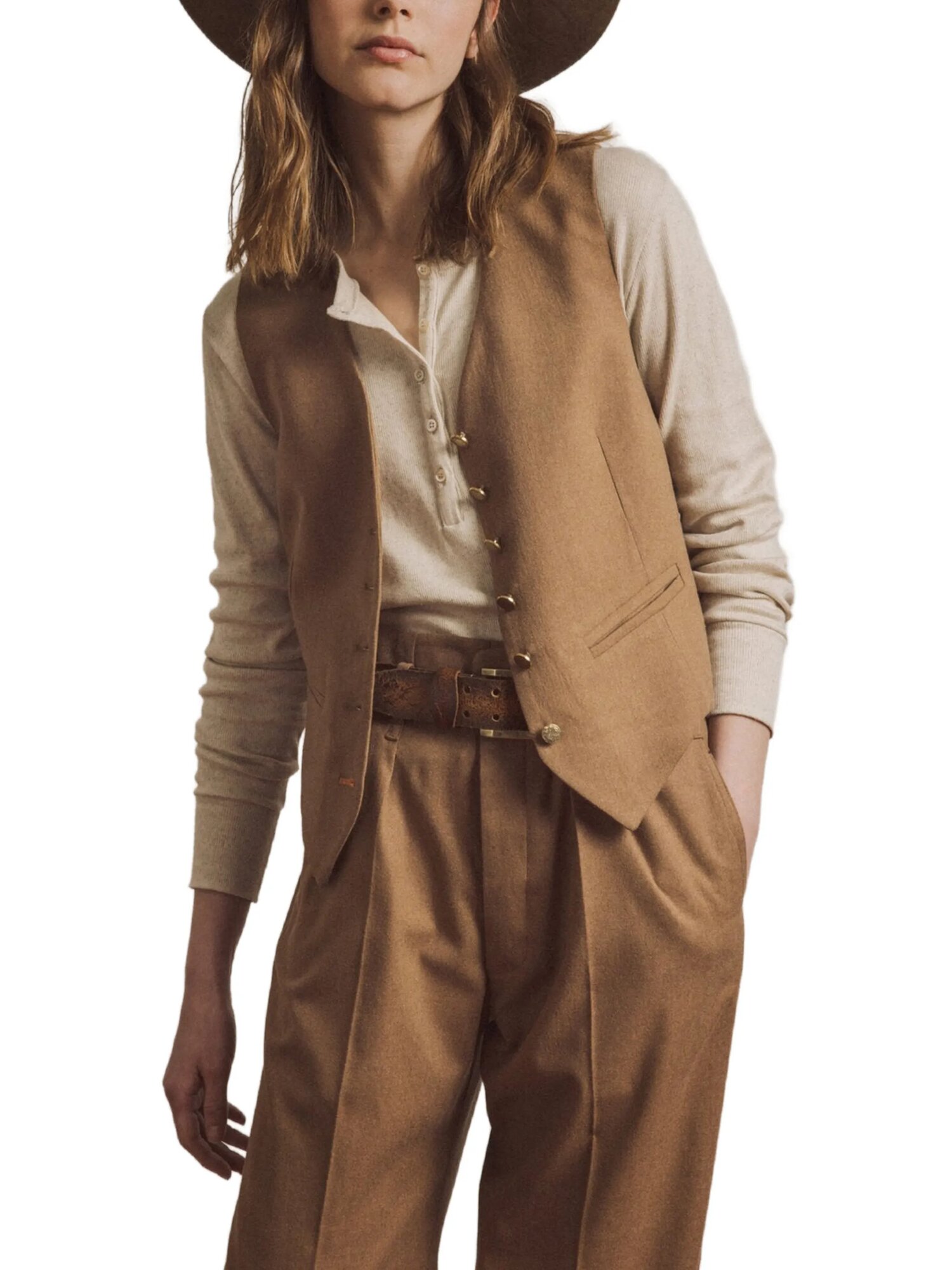 Жилет FORTELA Button welt-pocket vest, размер 40, brown — фото 1