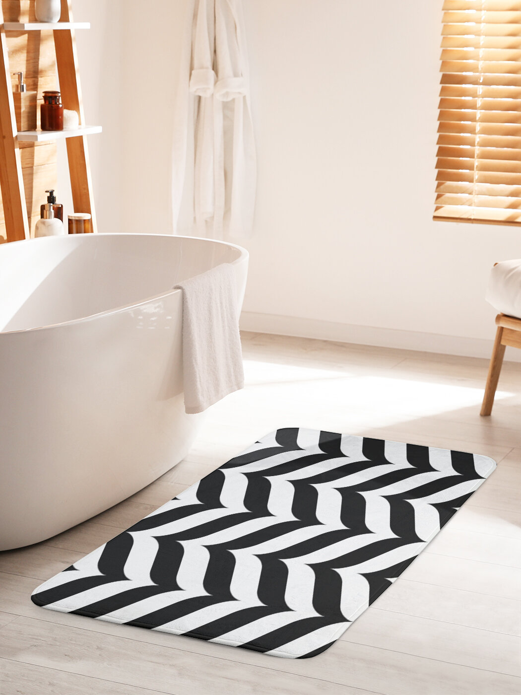 Коврик для ванной комнаты и туалета противоскользящий "Плетеная коса" 60х100 см, JoyArty