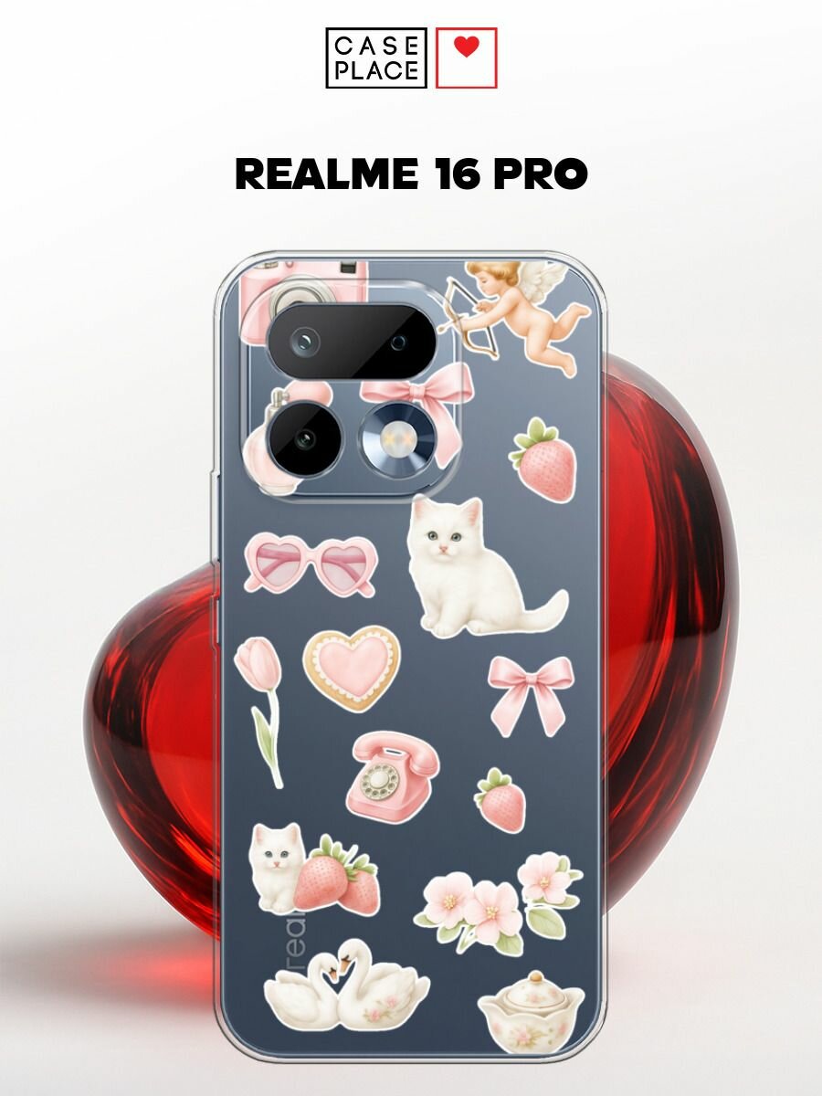 Чехол на Realme 16 Pro / Реалми 16 Про с принтом Коллаж для девочки