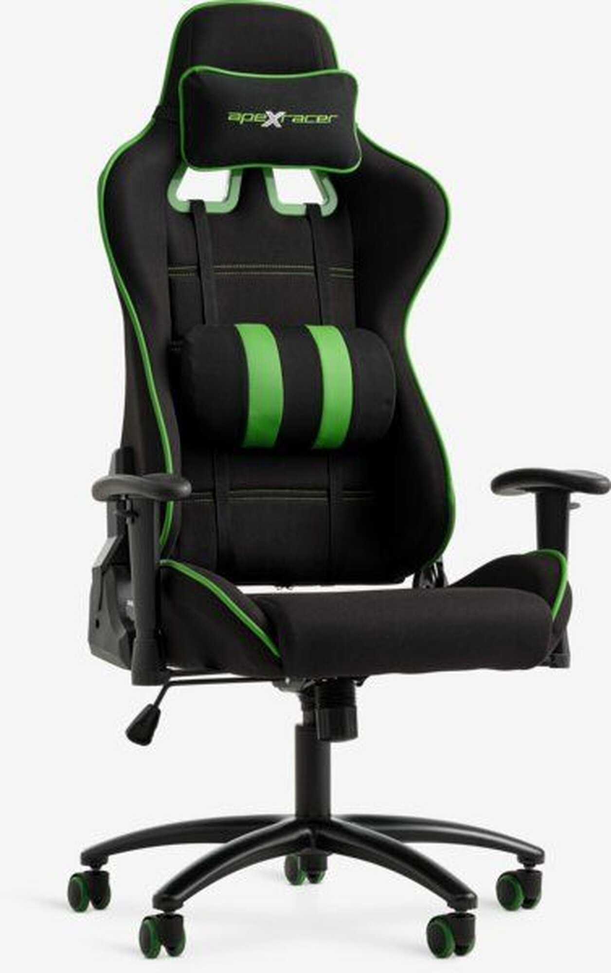 Игровое кресло Jysk LAMBJERG цвет черный/зеленый, ткань Ш69 x В129-139 x Г56 см.