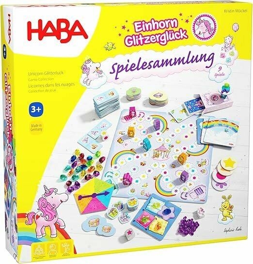 Детская настольная игра Haba - "Единорог Блестящая Удача" 9 в 1 ( 9 различных игр), от 3 лет - 2010879001