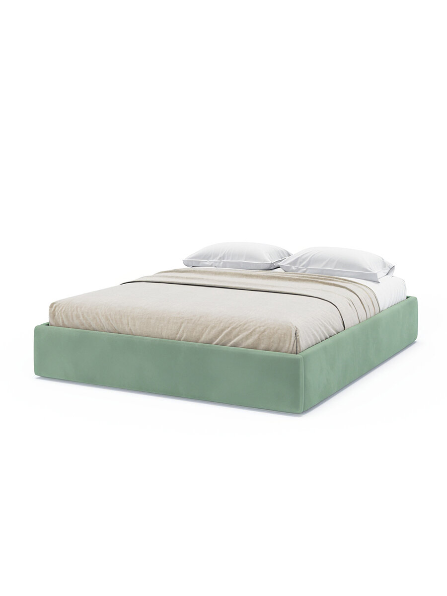 Двуспальная кровать NordTor 1 180х190, с ортопедическим основанием, велюр Connect 70 светло-зеленый