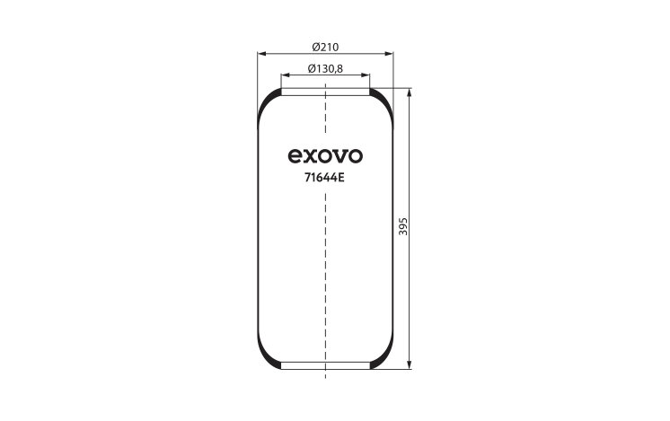 Пневмоподушка без стакана и крышки Volvo/BPW/MAN/MB/DAF 71644E (Exovo)
