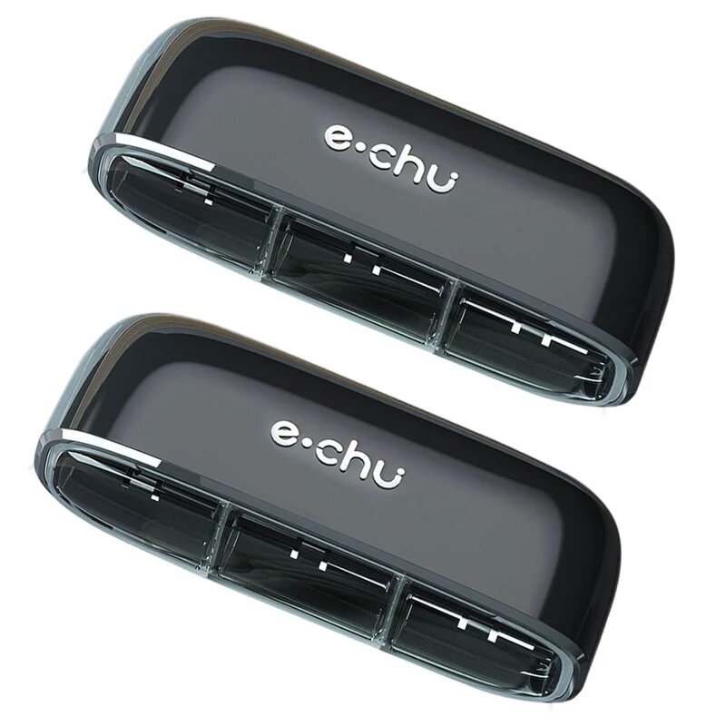 Таблетница дорожная e-chu, 3 отделения, черная (2шт)