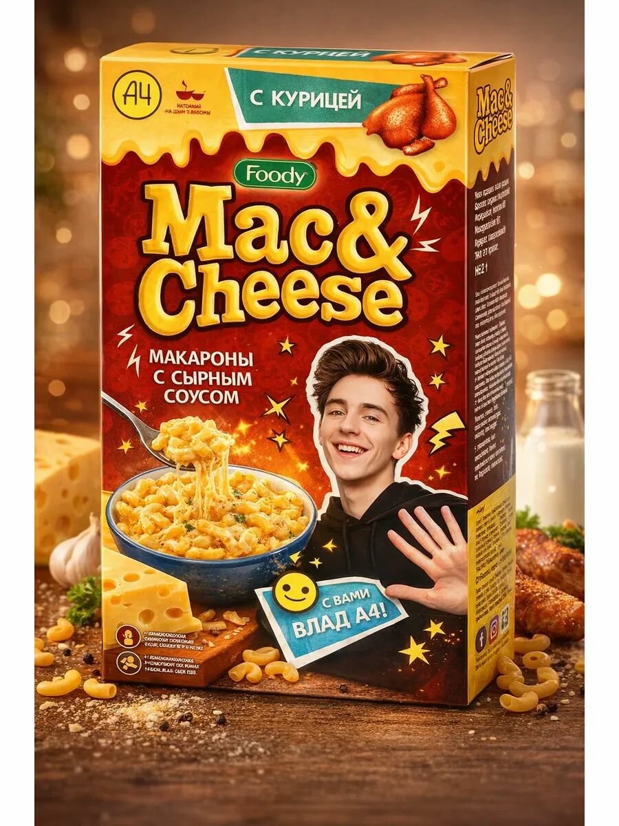 Макароны Mac&Cheese с сырным соусом Курица