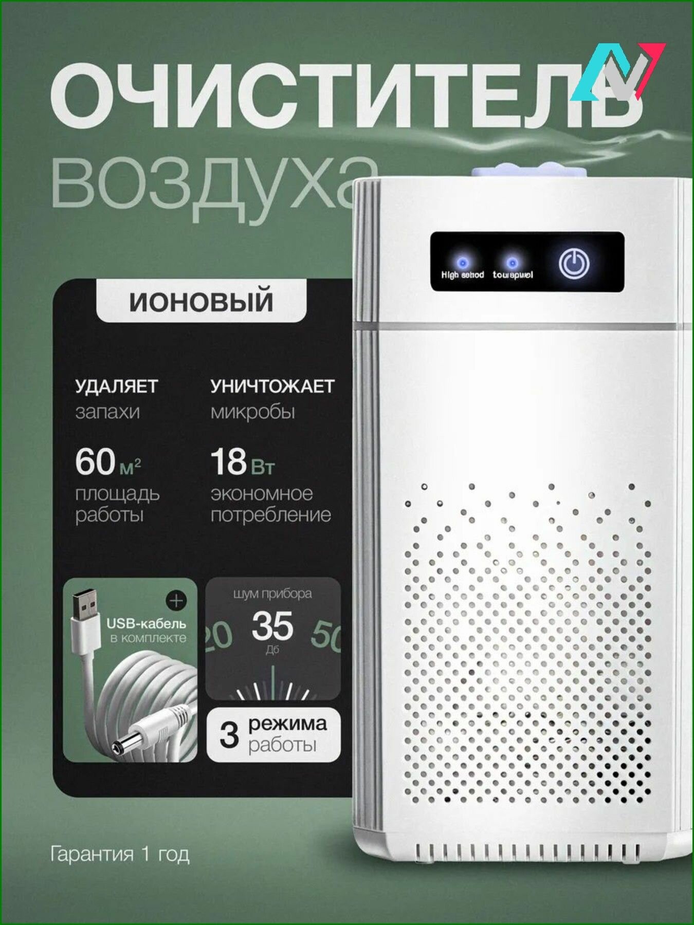 Очиститель воздуха ионизатор для дома квартиры от пыли запах