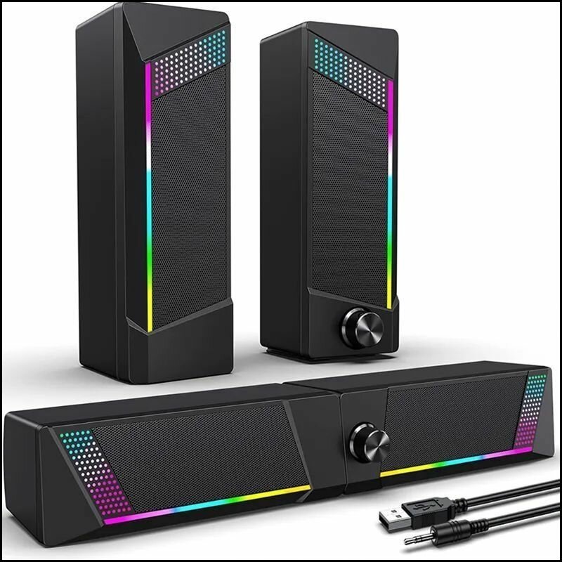 Игровые аудиоколонки с питанием от USB и разъемом 3,5 мм, премиум звук