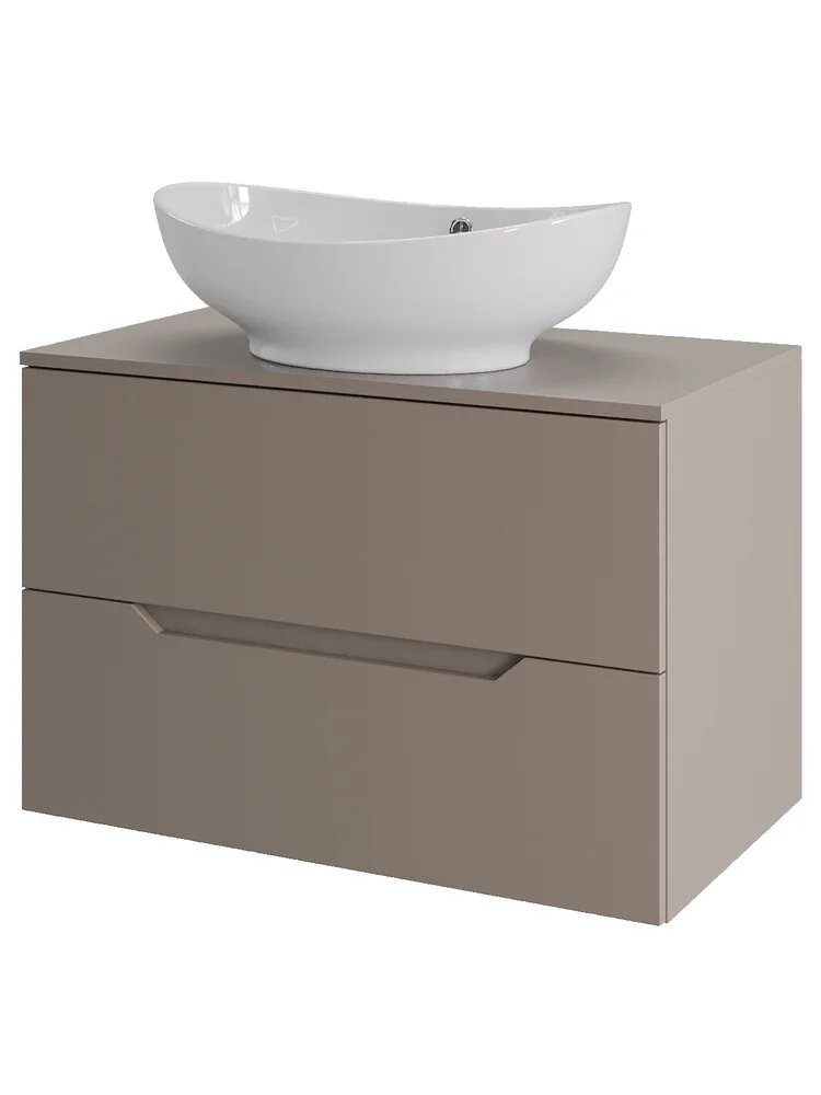 Тумба с раковиной Orange Line 70 подвесная, 70$2 см, со столешницей, коричневая, матовая, из МДФ, с ящиками, раковина для ванной, фарфоровая, овальная