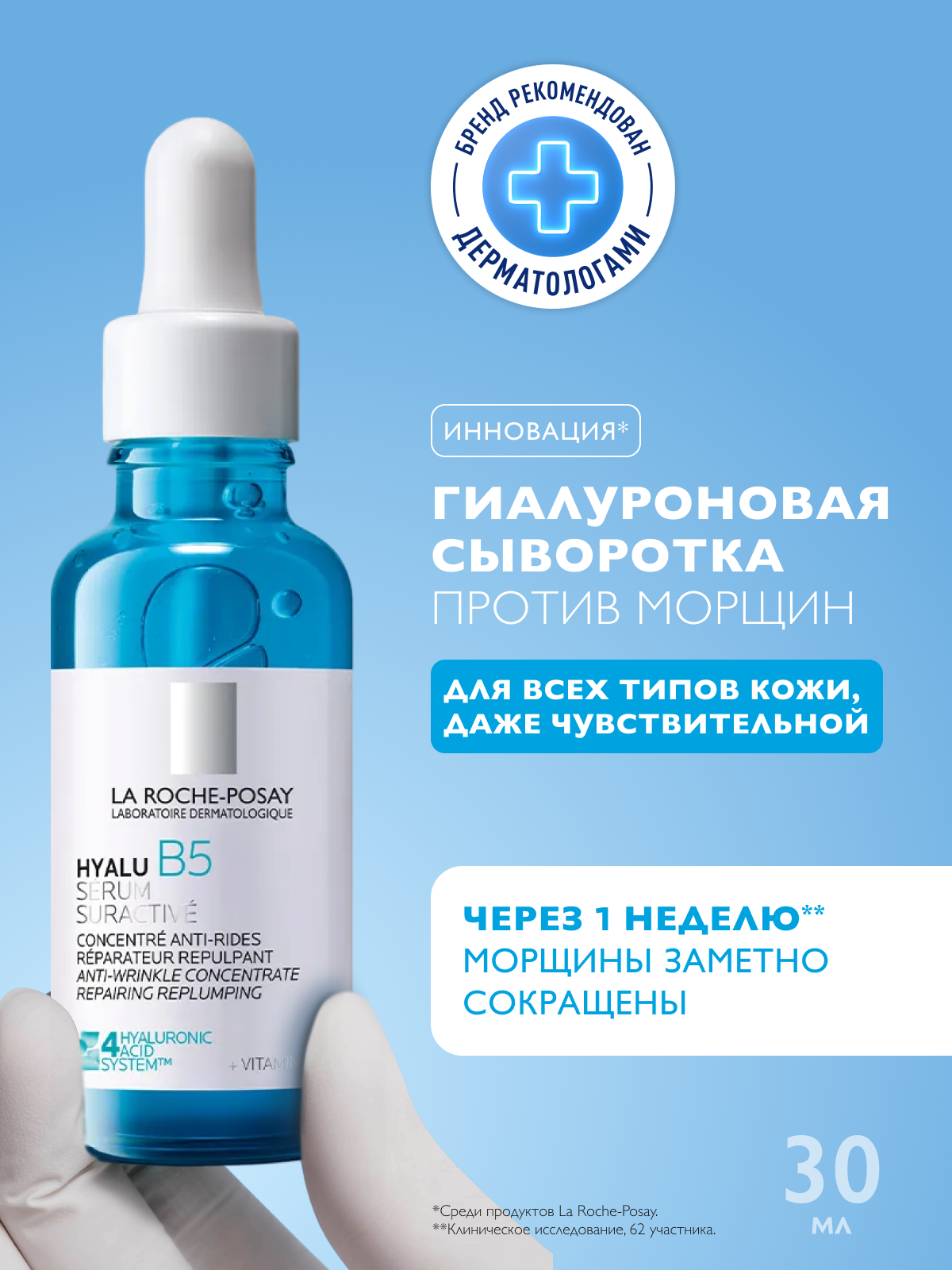 Концентрированная увлажняющая сыворотка против морщин LA ROCHE-POSAY HYALU B5, 30 мл