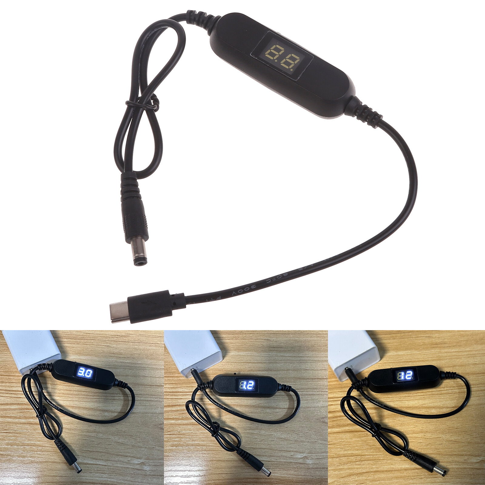USB C 55x21 мм 2 В-12 В регулируемый кабель питания для светового вентилятора
