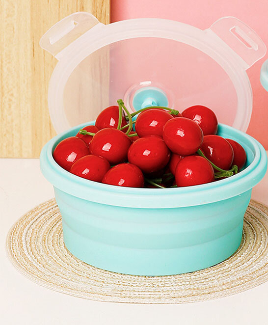 Круглый складной ланчбокс 1200 мл, силиконовый контейнер для еды, пластиковый для микроволновки, холодильника, герметичный