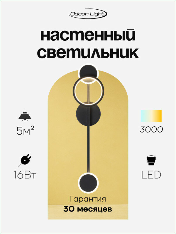 Настенный светильник ODEON LIGHT DENZEL 4322/16WL LED 16W черный