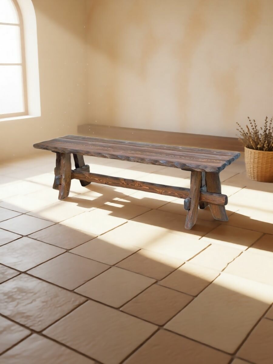 Лавка деревянная Ирбея №11, 160х45х45 см. натуральное дерево, массив сосны