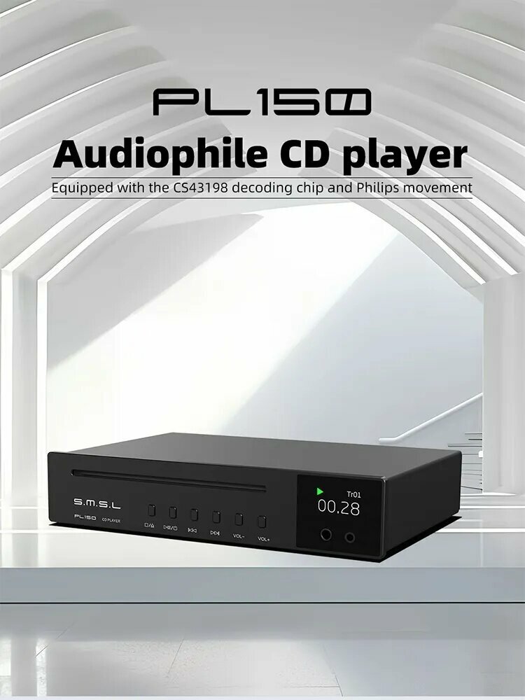 CD проигрыватель SMSL-PL150 CS43198 HiFi COAXIAL OPTICAL CD-плеер черное