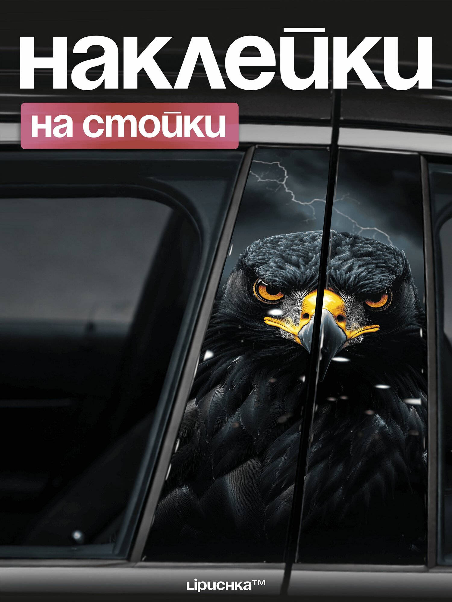 Наклейки на стойки дверей авто орел птица